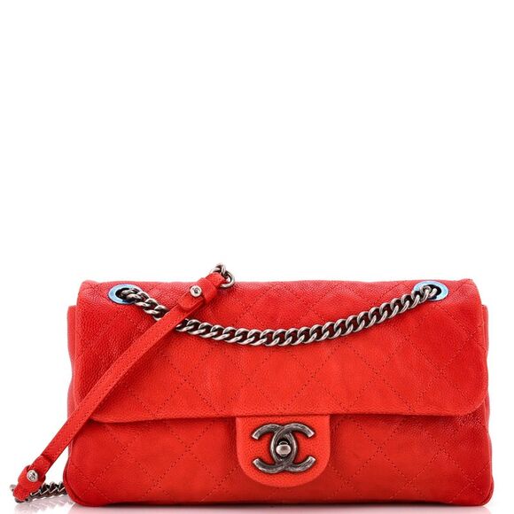 CHANEL | Bags | Chanel Simply Cc Flap Bag Quilted Caviar Medium Red ...